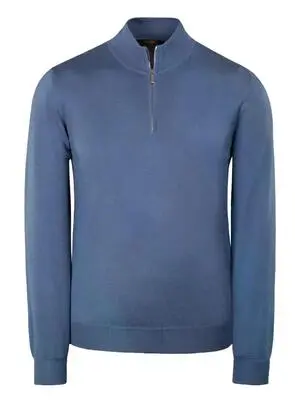 MOORER Terni Half-zip Sweater - Blue