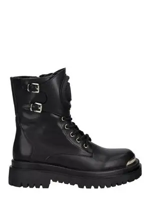 Just Cavalli Buckle-detail Lace-up Combat Boots - Black
