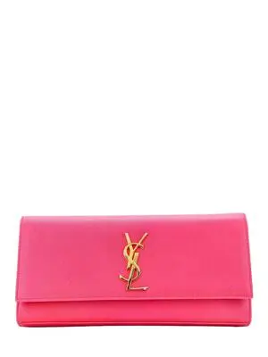 Saint Laurent Classic Monogram Leather Long Clutch Bag - Pink