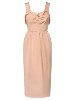 Chloé Ruffled Ruched Midi Dress - Neutrals