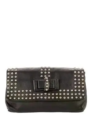 CHRISTIAN LOUBOUTIN Sweet Charity Studded Bow-detail Clutch Bag - Black