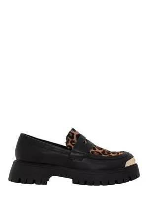 Just Cavalli Leopard-print Metal-toe Loafers - Black