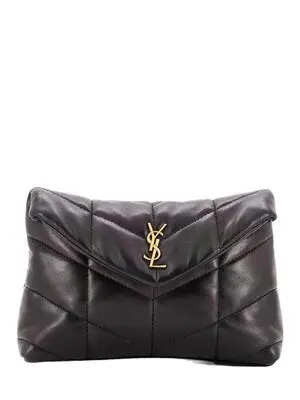 Saint Laurent Loulou Puffer Leather Small Clutch Bag - Black