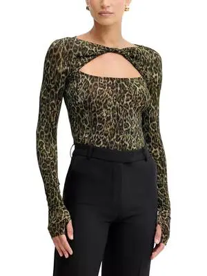 JUST CAVALLI Animal Print Cut-Out Top