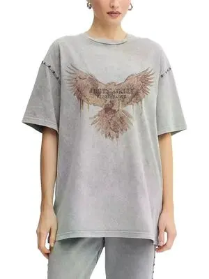 Just Cavalli Stud-embellished Printed T-shirt - Grey