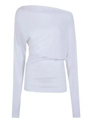 ANN DEMEULEMEESTER Roos Bias Cut Drop Shoulder Top - White