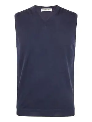 GOES BOTANICAL V-neck Merino Wool Waistcoat - Blue