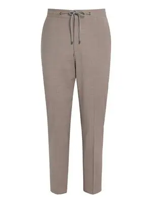 Corneliani Virgin Wool-blend Drawstring Trousers - Beige