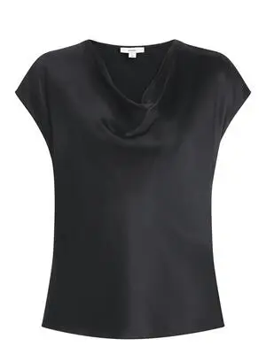 Vince Silk Cowl-neck Blouse - Black
