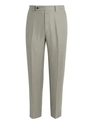 Corneliani Virgin Wool-linen Tailored Trousers - Green
