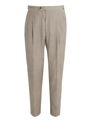 Corneliani Wool-linen Straight Trousers - Beige