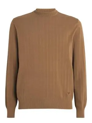 Emporio Armani Cotton-silk Crewneck Sweater - Brown