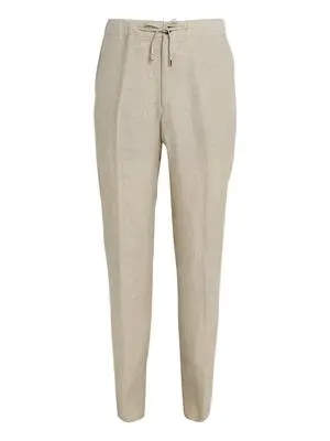FIORONI CASHMERE Linen Drawstring Trousers - Beige