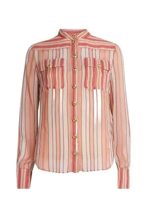 Zimmermann Rebellion Bohemian Stripe Shirt - Red