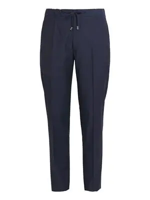 FIORONI CASHMERE Wool-mohair Drawstring Tailored Trousers - Navy