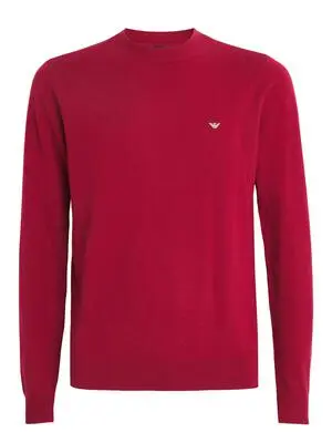 Emporio Armani Wool-cashmere Logo Sweater - Red