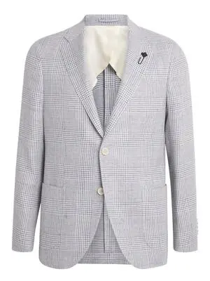 LARDINI Prince Of Wales Check Blazer - Blue