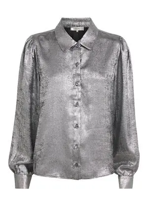 FRAME The Shiny Staple Blouse Grey