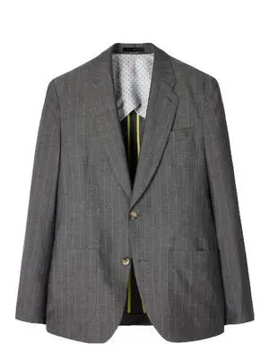 Paul Smith Wool-linen Pinstripe Buggy-lined Blazer - Grey