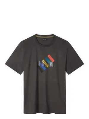 Paul Smith Dark 'barcode' Print T-shirt - Grey