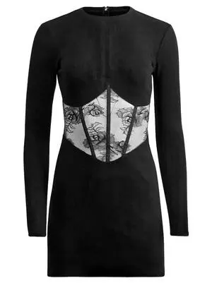FLEUR DU MAL Bouquet Lace Boned Midi Dress - Black