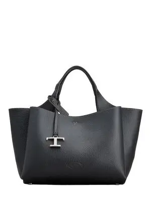 TOD'S Mini Leather Shopping Bag - Black