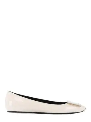 ROGER VIVIER Trompette Leather Ballet Flats - White