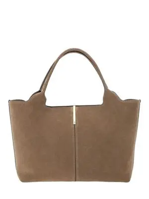 TOD'S Suede Leather Tote Bag - Brown