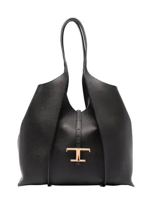 TOD'S Medium Leather Shopping Bag - Black