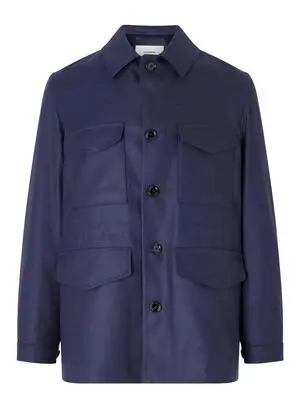 LARDINI Cashmere And Modal-blend Twill Field Jacket - Blue