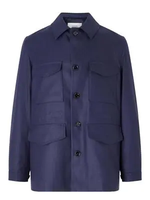 LARDINI Cashmere And Modal-Blend Twill Field Jacket Navy