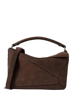 Loewe Puzzle Edge Large Logo-debossed Nubuck Messenger Bag - Brown