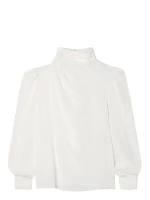 Alessandra Rich Draped Silk Blouse - White
