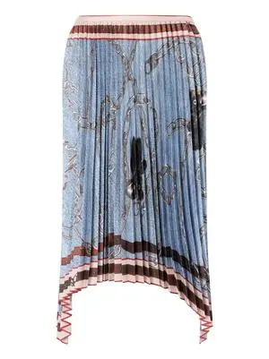 Acne Studios Pleated Printed Satin Midi Skirt - Blue
