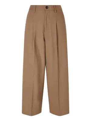 Maria Mcmanus Cropped Pleated Wool-blend Wide-leg Pants - Camel
