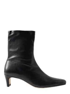 Staud Wally Sock Leather Ankle Boots - Black