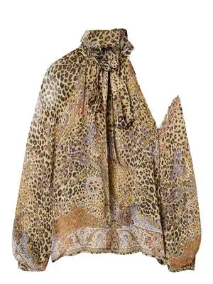 Etro Printed Silk-chiffon Blouse - Animal Print