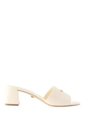 Versace Embellished Leather Mules - Cream