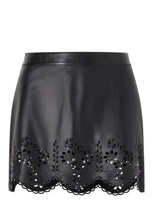 Isabel Marant Natea Laser-cut Leather Mini Skirt - Black