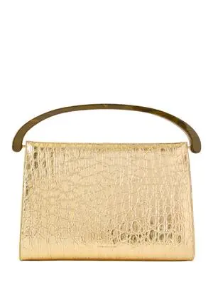 Dries Van Noten Metallic Croc-effect Leather Shoulder Bag - Gold