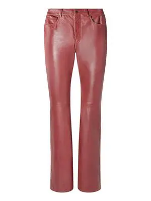 Chloé Leather Flare Leg Pants - Red