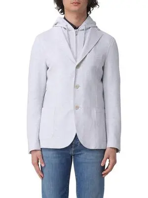 Eleventy Eleventy Jacket With Hood And Notched Lapel Grey