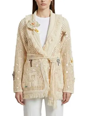 Alanui Crochet Knit Cardigan - Beige