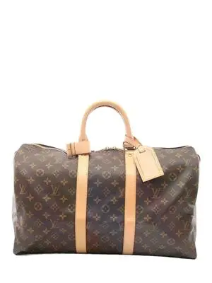 LOUIS VUITTON 1998 Keepall 45 Monogram Leather Boston Tote Bag - Brown