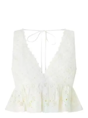 Pinko Ruffled Eyelet Top - White