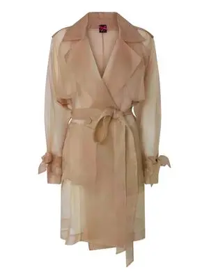 Pinko Belted Silk Coat - Neutrals