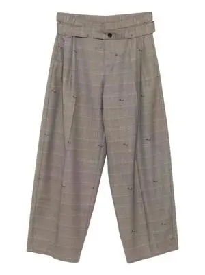 CROQUIS Plaid Wide-leg Trousers - Brown