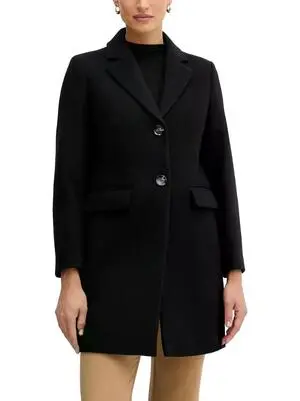 Sisley Buttoned Single-breasted Coat With Pockets - Black