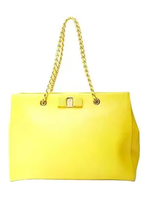 FERRAGAMO Vara Chain Tote Bag - Yellow
