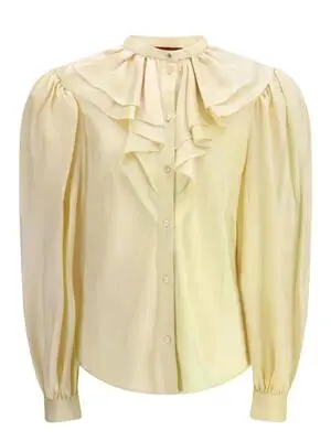 Gucci Ruffled Silk Twill Shirt - Neutrals